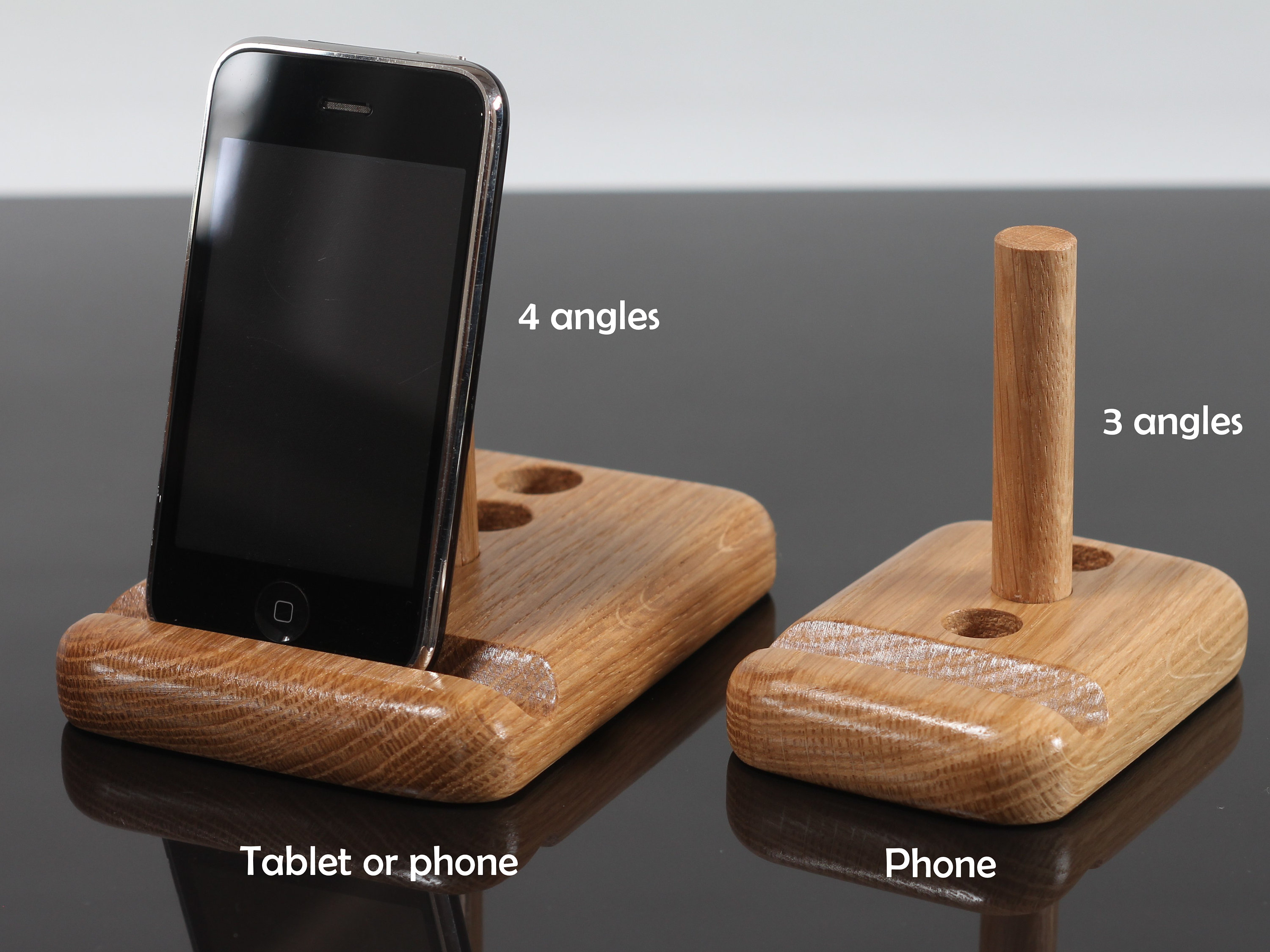 Phone Stand Adjustable, Solid Oak Wood, ALL Iphone, Samsung, HTC, Sony ...