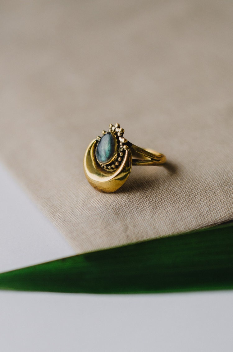 Moon Devi Ring, Labradorite, Turquoise, Tiger's Eye, Amethyst ...