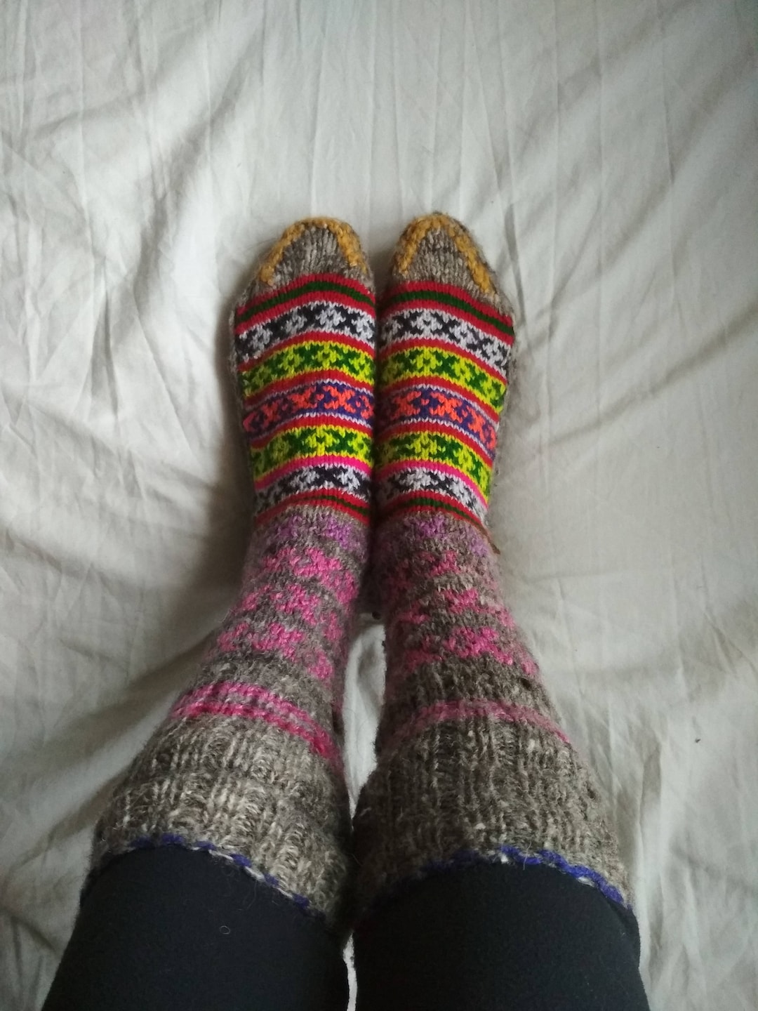 Hand Knitted Aztec Socks, Sheep's Woollen Wool, Aztec, Bohemian ...