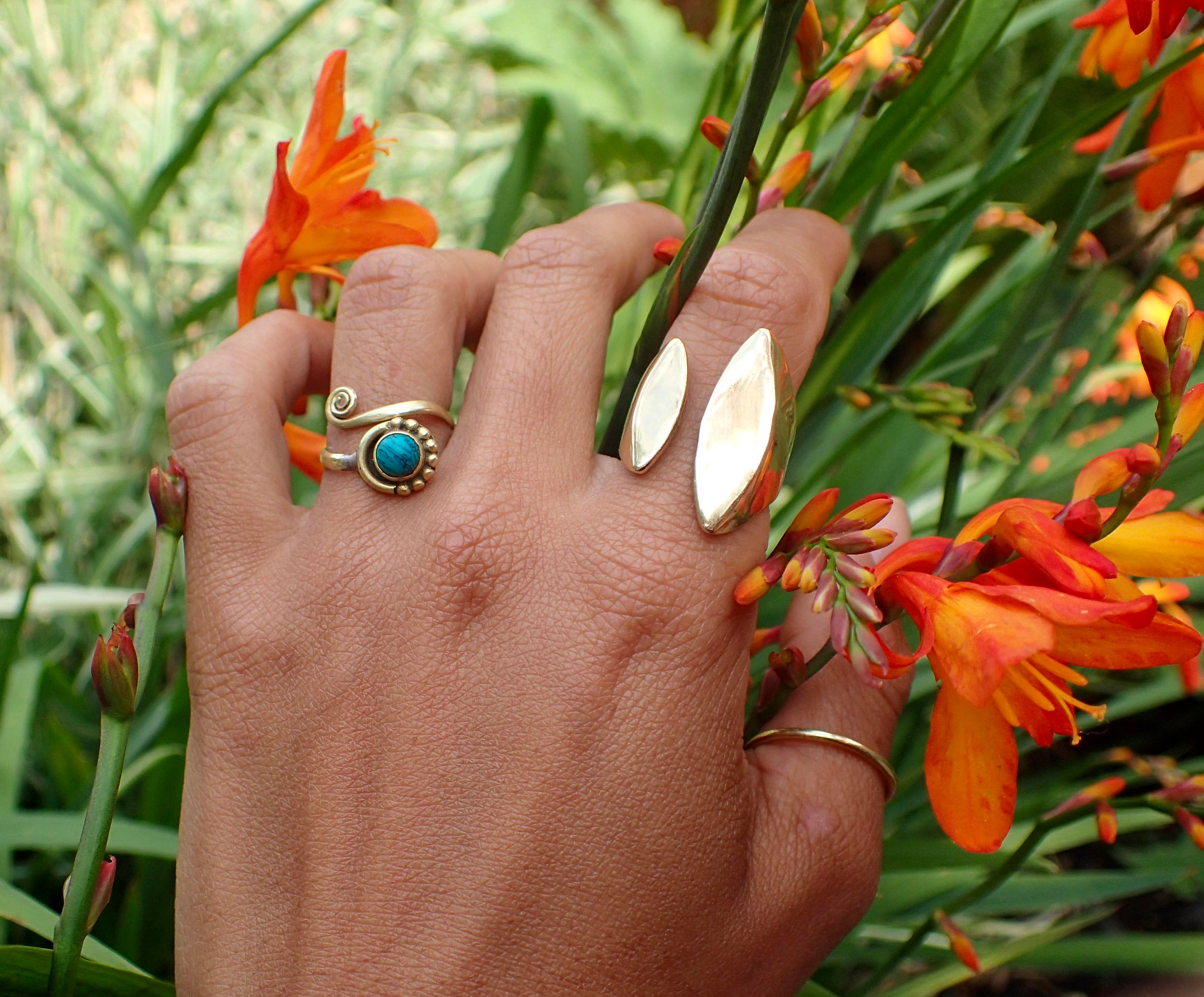 Twin Flames Ring, Adjustable, Brass, Handmade, Gold, Jewellery ...