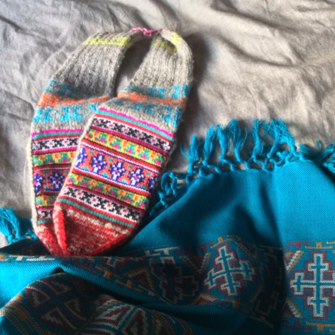 Hand Knitted Aztec Socks, Sheep's Woollen Wool, Aztec, Bohemian ...
