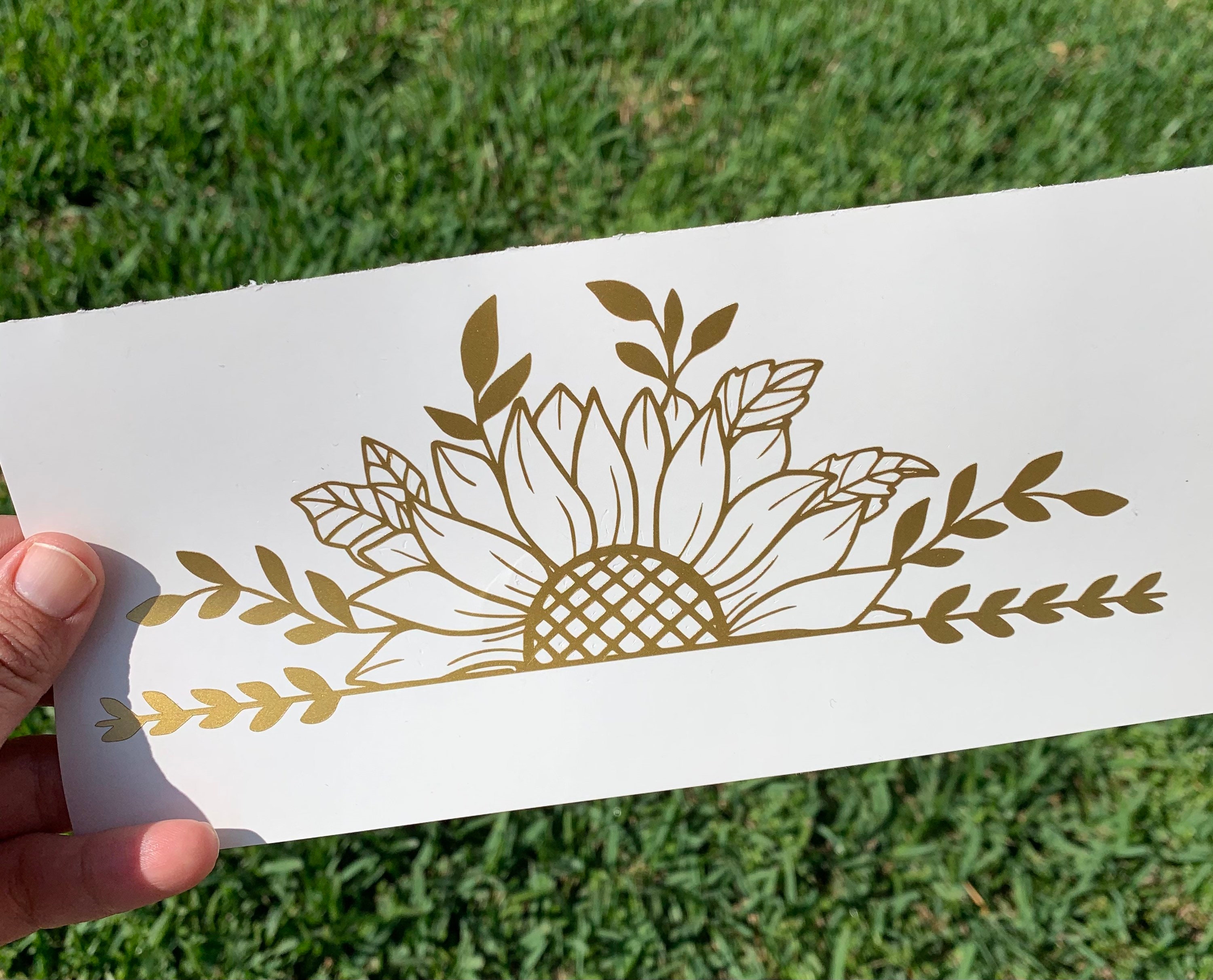 Sunflower Decal, Sunflower Sticker, Half Sunflower Decal, Half ...