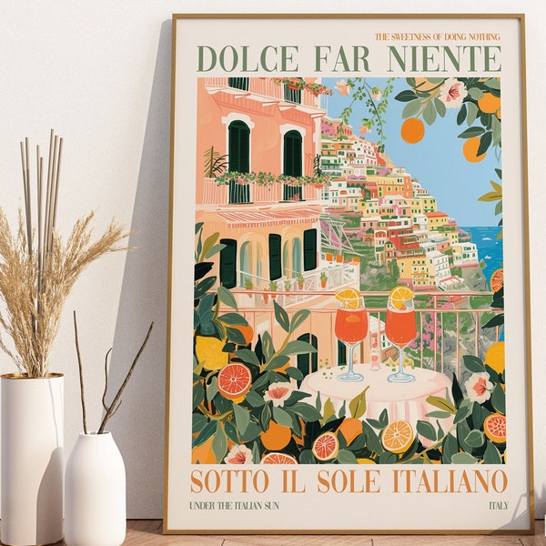 Dolce Far Niente DIGITAL Printable Art, Colorful Watercolor Painting ...