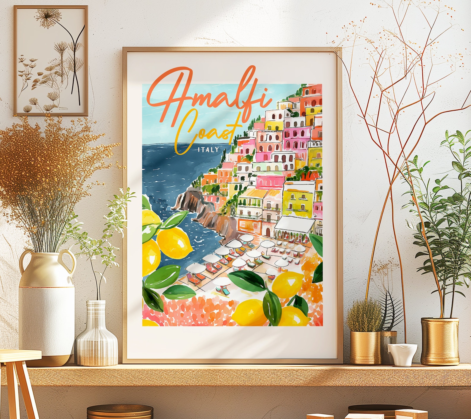 Amalfi Coast Italy, Lemons Printable DIGITAL Art, Italian Quote ...