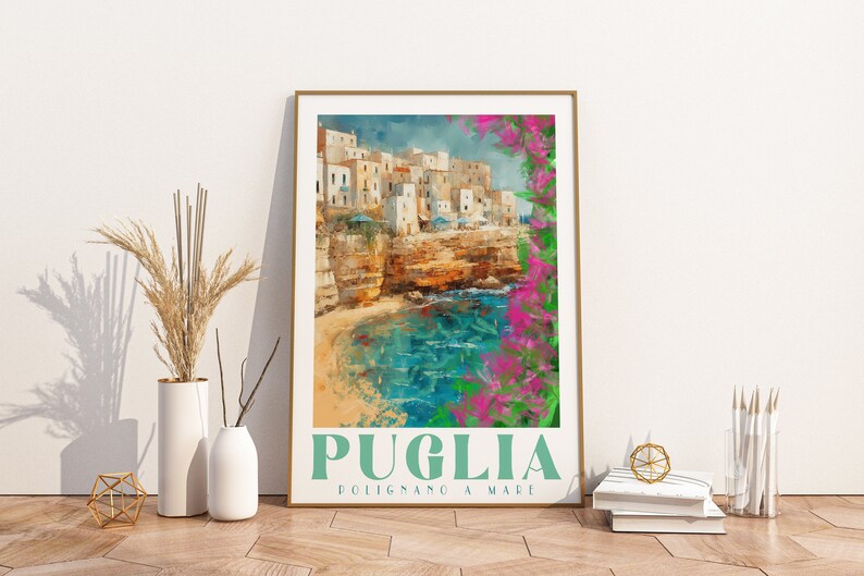 Puglia Italy Travel Poster Apulia Italy Polignano a Mare - Etsy