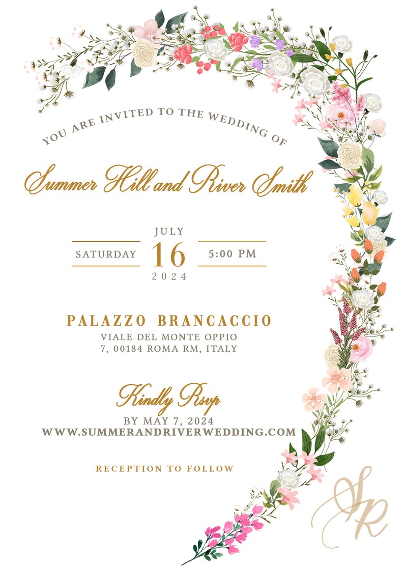 Wildflower Arch Frame Wedding Invitation Design Custom - Etsy