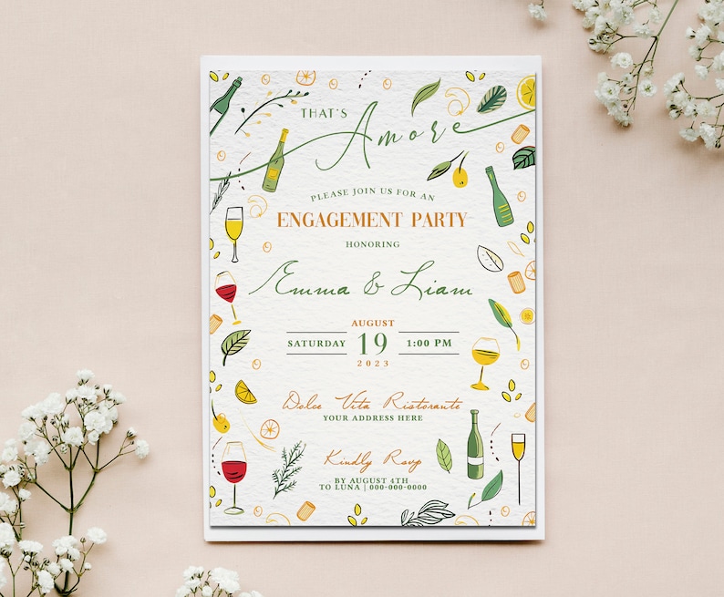 Italian Style Engagement Party Invite Italy Themed Invite - Etsy