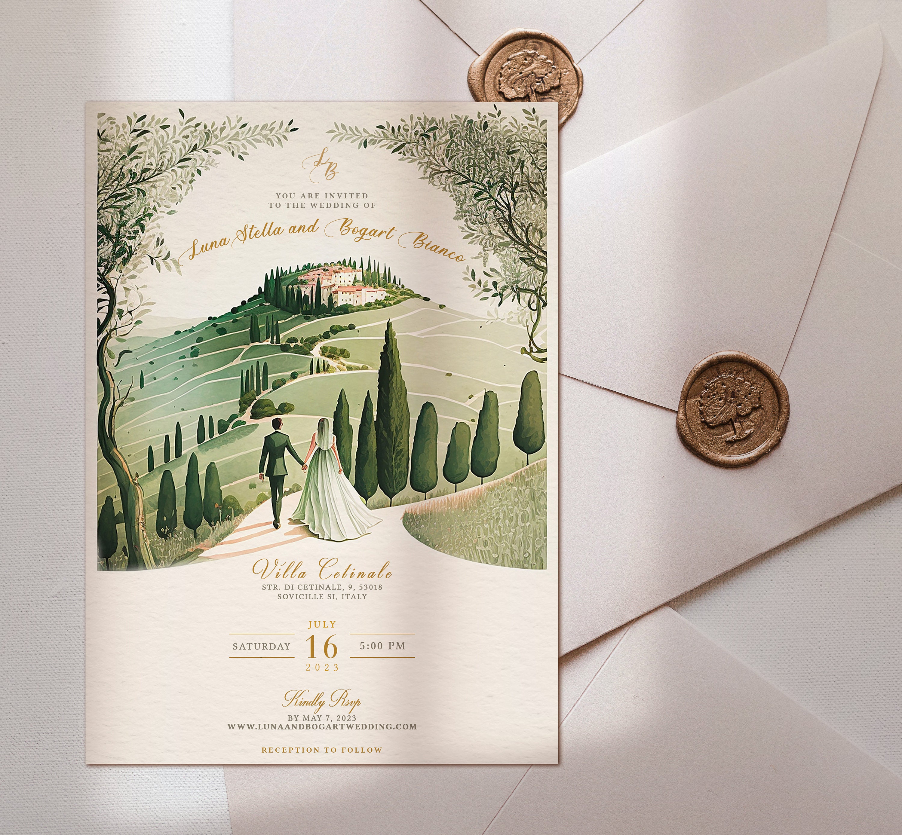 Vintage Tuscan Wedding Invitation: Florence Italy Design (digital ...