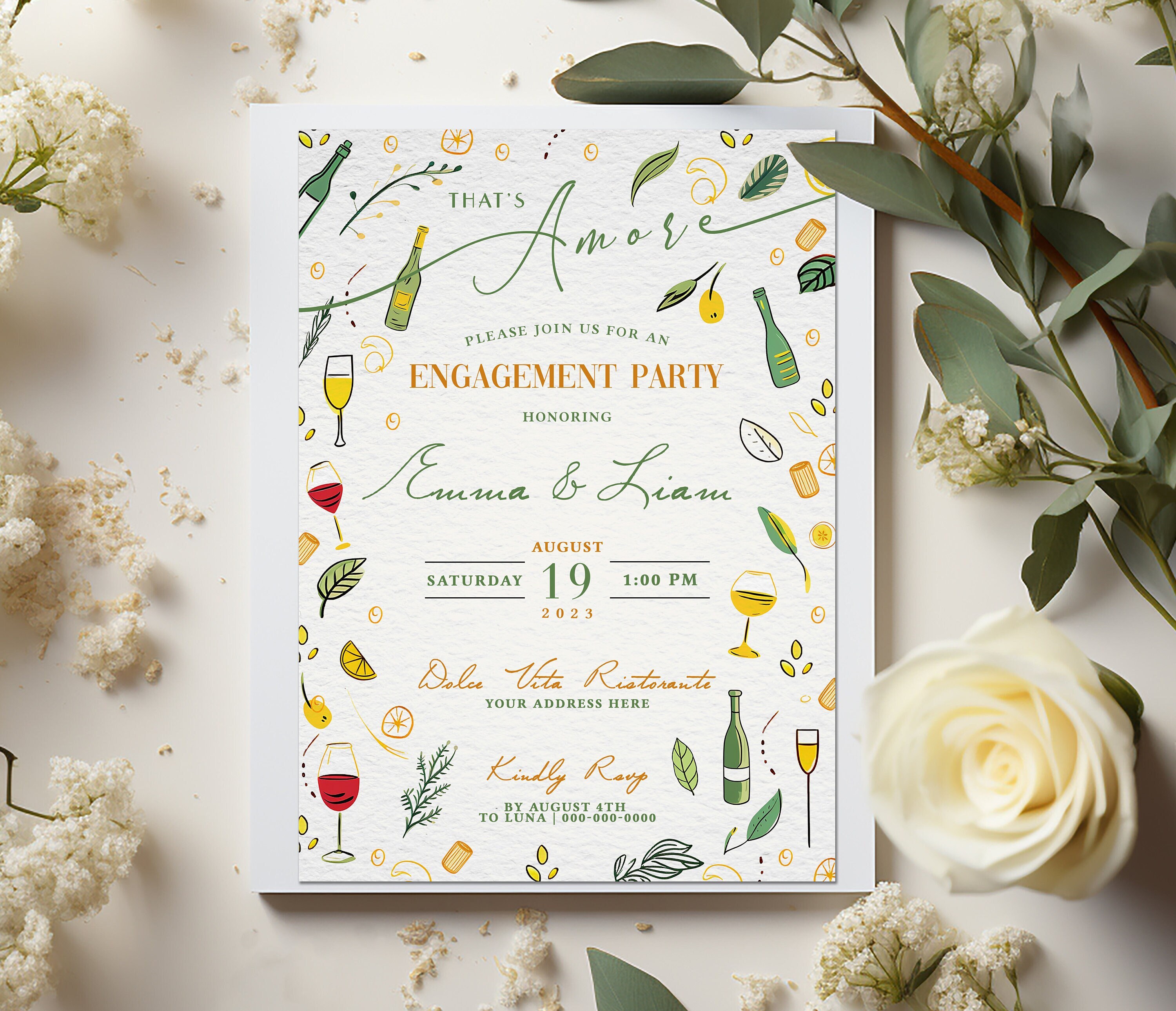 Italian Style Engagement Party Invite Italy Themed Invite - Etsy