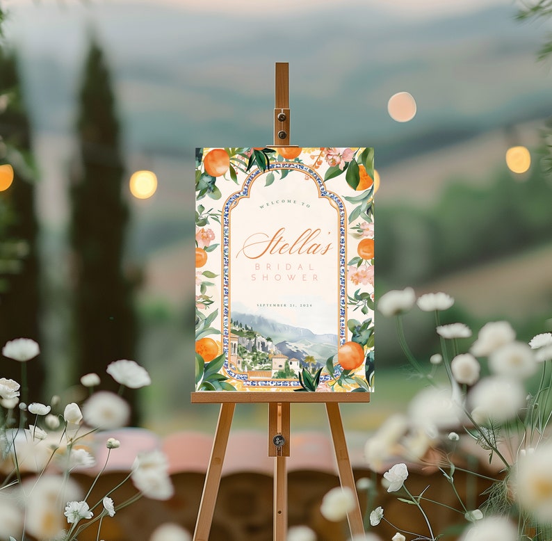 Taormina Bridal Shower Welcome Sign: Italian Oranges Arch (digital ...