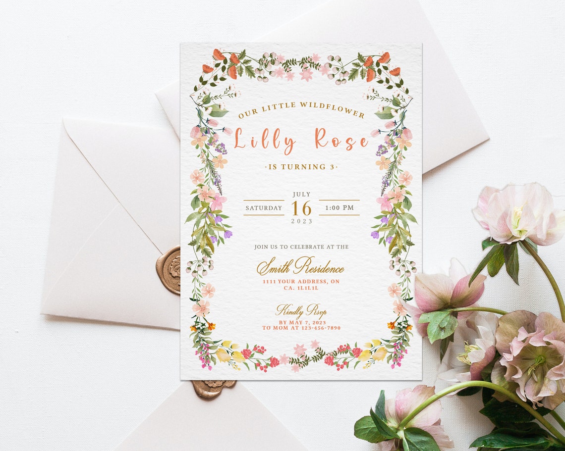 Wildflower Birthday Invitation Custom Birthday Invitation - Etsy