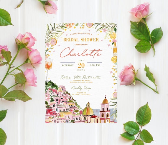 Italian Bridal Shower Invitations Amalfi Coast Bridal Shower Insert