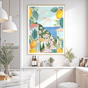 Capri Italy Lemons Art Print: Amalfi Coast Travel Poster (digital ...