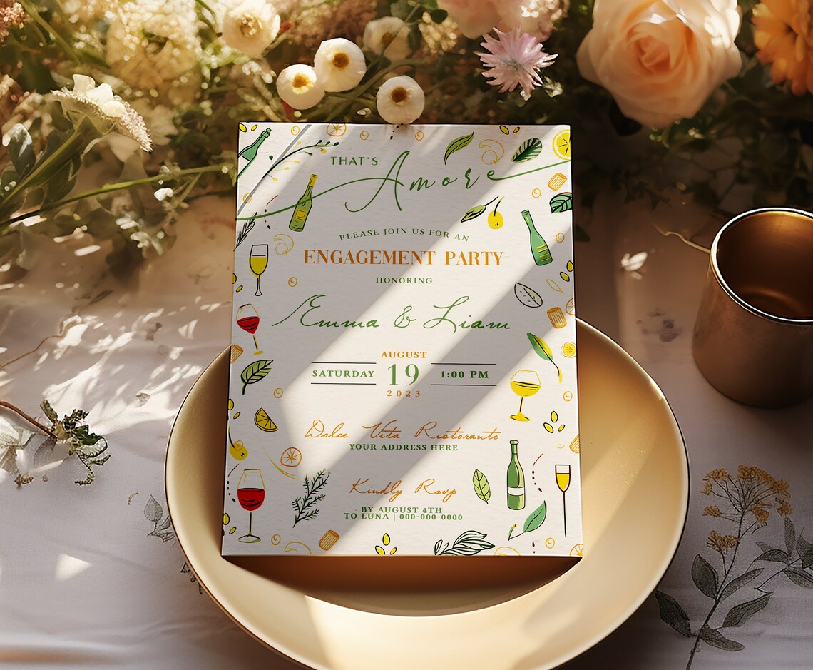 Italian Style Engagement Party Invite Italy Themed Invite - Etsy