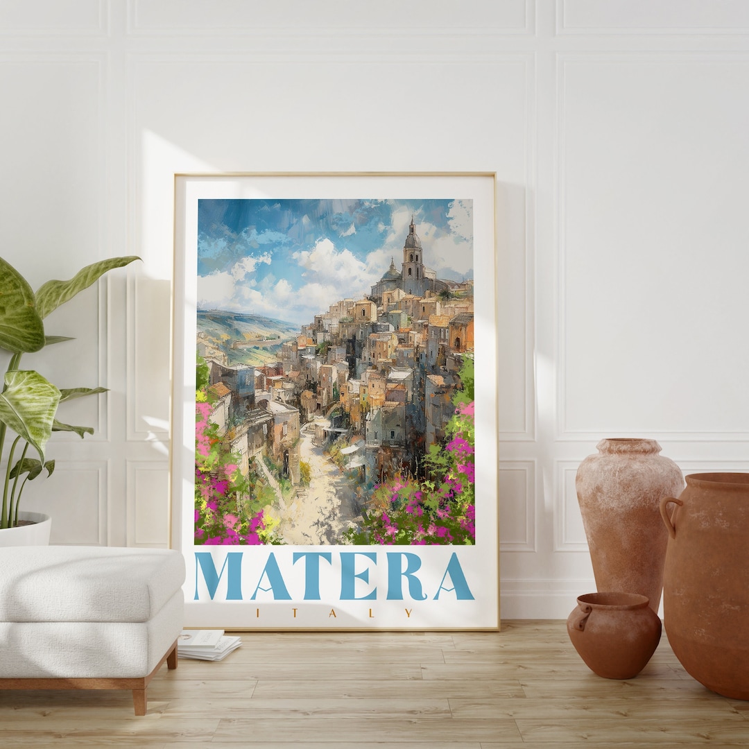 Matera Italy Travel Poster, Wall Art Matera, Italy Travel Poster, Home ...