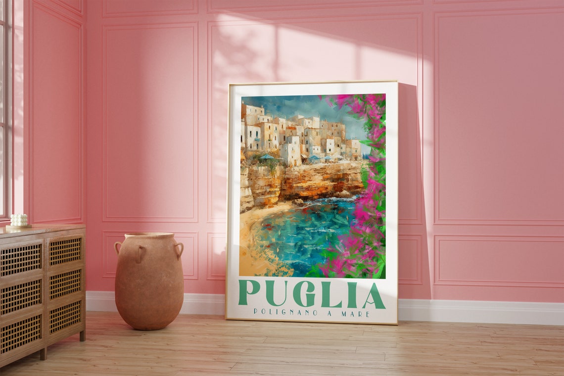 Puglia Italy Travel Poster Apulia Italy Polignano a Mare - Etsy
