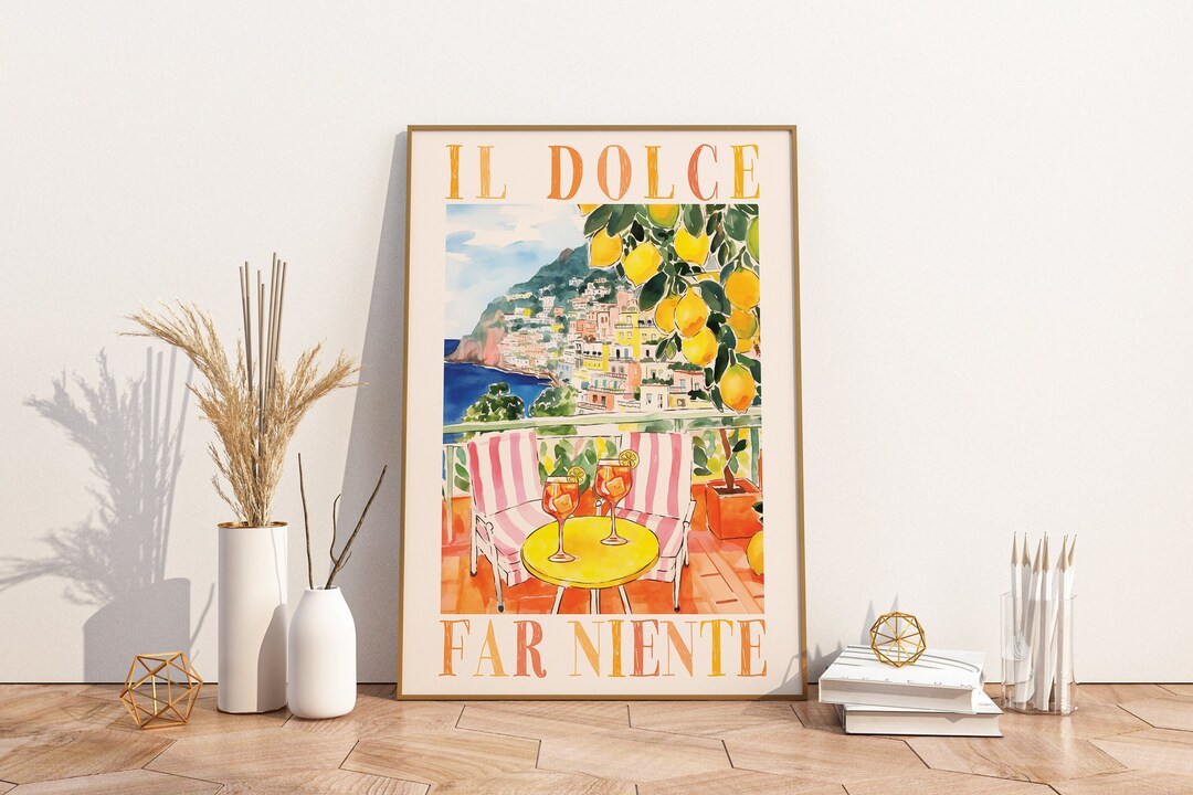 Dolce Far Niente Rolled Poster, Colorful Spritz Italy Painting, Retro ...
