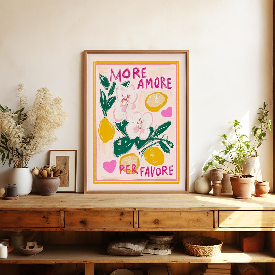 Italian Saying More Amore Printable DIGITAL Art, Italy Lemons and ...