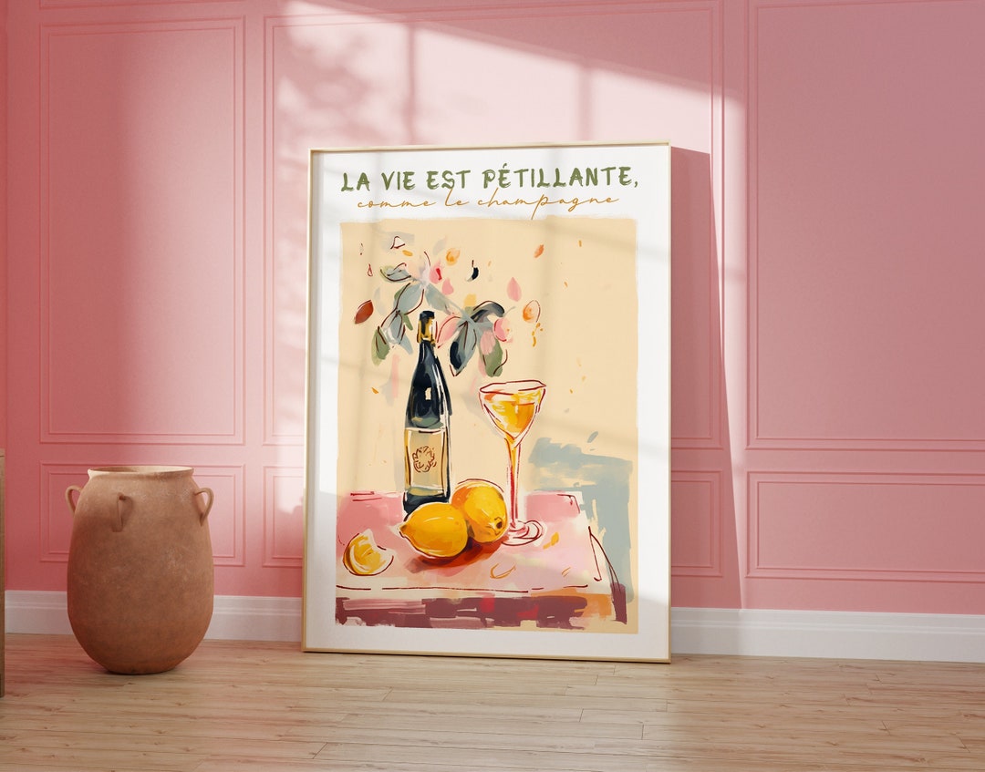Champagne Lover Art Print: French Saying, Colorful Bar Decor (digital ...
