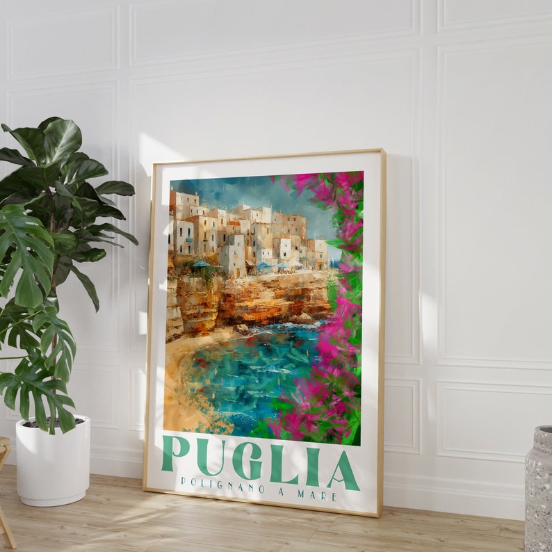 Puglia Italy Travel Poster Apulia Italy Polignano a Mare - Etsy