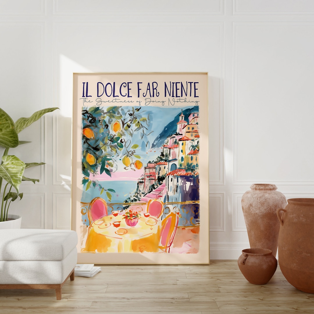 Dolce Far Niente DIGITAL Printable Art, Colorful Watercolor Painting ...