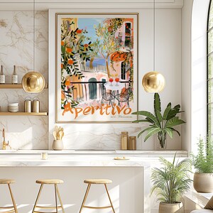 Italian Aperitivo Bar Rolled Poster Print, Retro Hand Drawn Colorful ...
