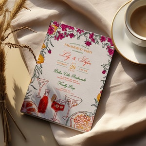 Artsy Drawn Italian Style Engagement Party Invite, Italy Themed Invite ...