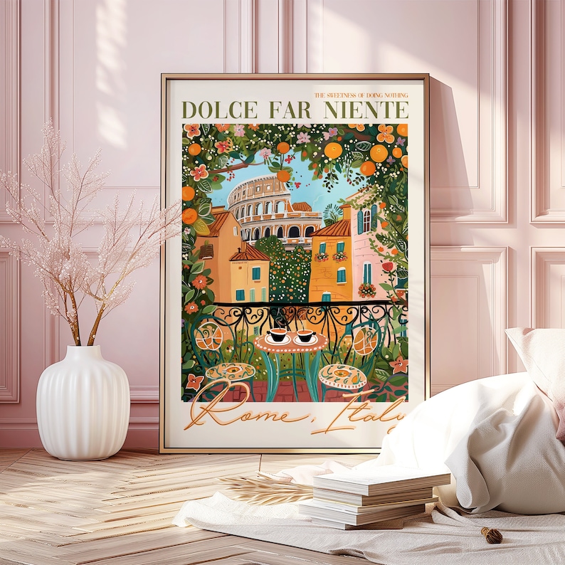 Dolce Far Niente Rome Print: Italian Colosseum Travel Poster - Etsy