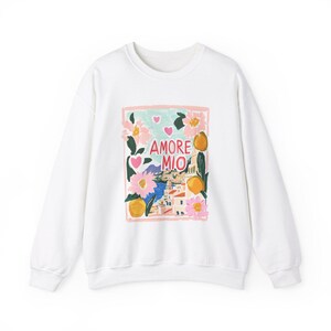 Italian Amore Mio Hand Painted Sweatshirt Sweater, Artsy Flowers ...