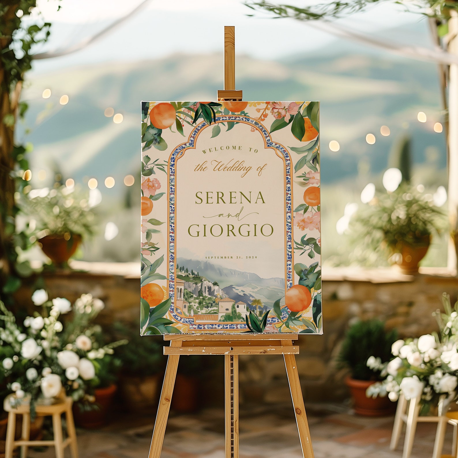 Taormina Sicily Wedding Welcome Sign: Oranges Arch (digital Download ...