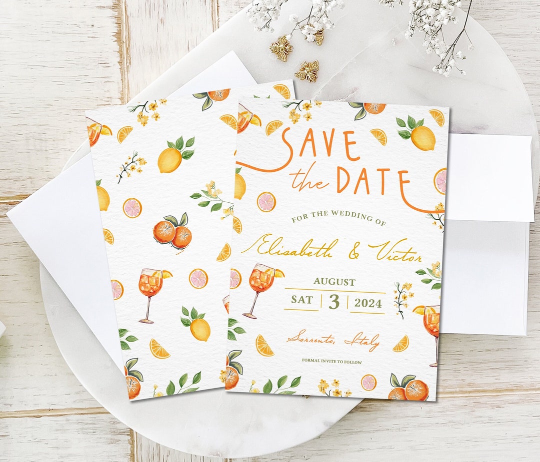 Italian Style Save the Date Invite, Italy Themed Invite, Spritz and ...