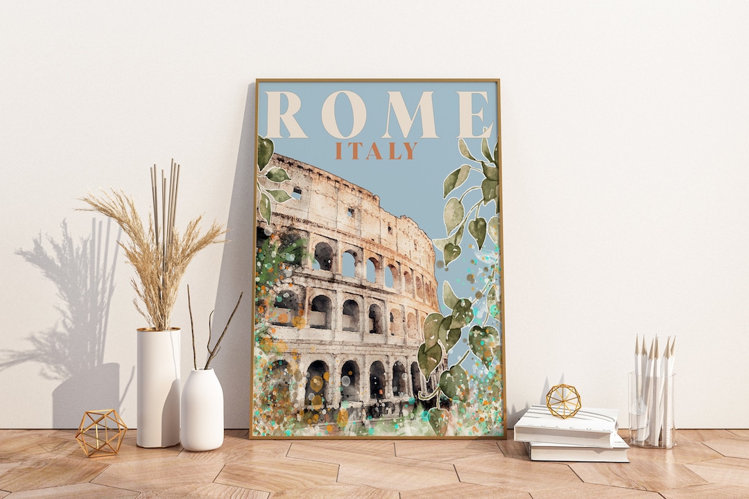Rome Italy Wall Art, Colosseum Rome Italy, Vintage Watercolour Digital ...