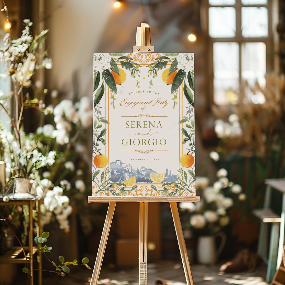 Italian Vista Engagement Party Welcome Sign: Oranges Theme (digital ...