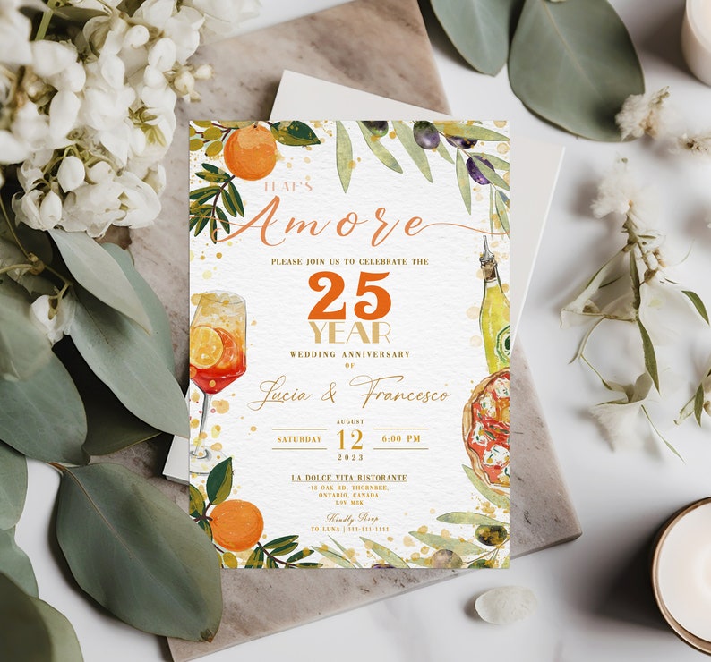 Custom Milestone Anniversary Invitation Italian Style Italy - Etsy