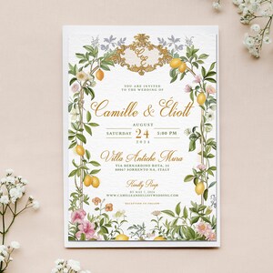 Italian Amalfi Coast Wedding Crest Invitation Design, Custom Italy ...