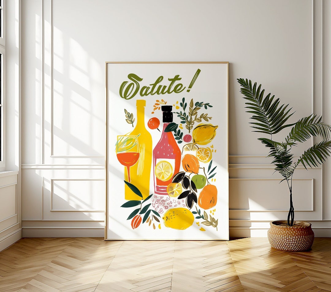 Italian Salute Cheers Print, Italy Wine & Spirits Printable DIGITAL Art ...