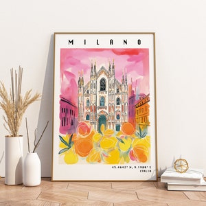 Colorful Milan Italy Printable DIGITAL Art, Duomo Di Milano Watercolor ...