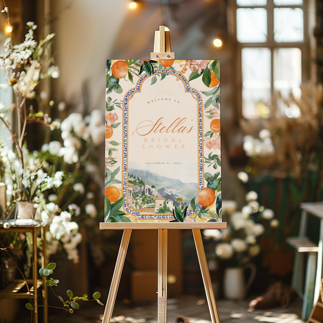 Italian Style Bridal Shower Welcome Sign, Taormina Sicily Oranges Arch ...