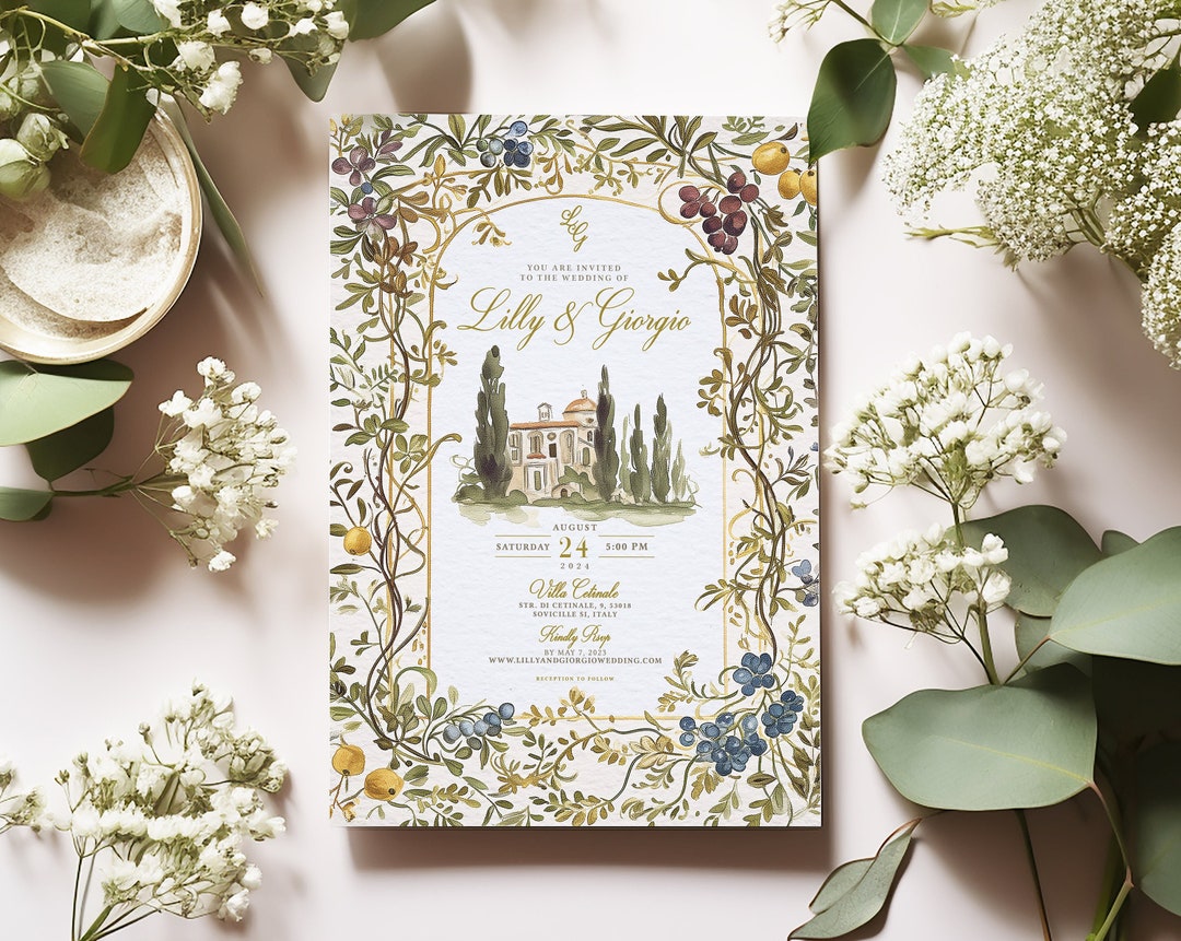 Vintage Florence Tuscany Villa Wedding Invitation Design, Tuscan ...