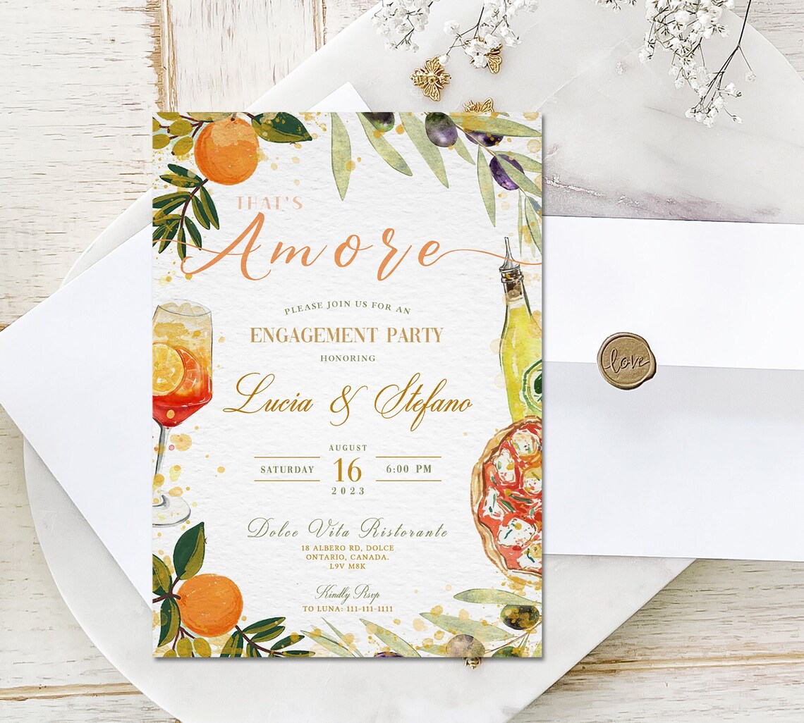 Italian Style Engagement Party Invite Italy Themed Invite - Etsy