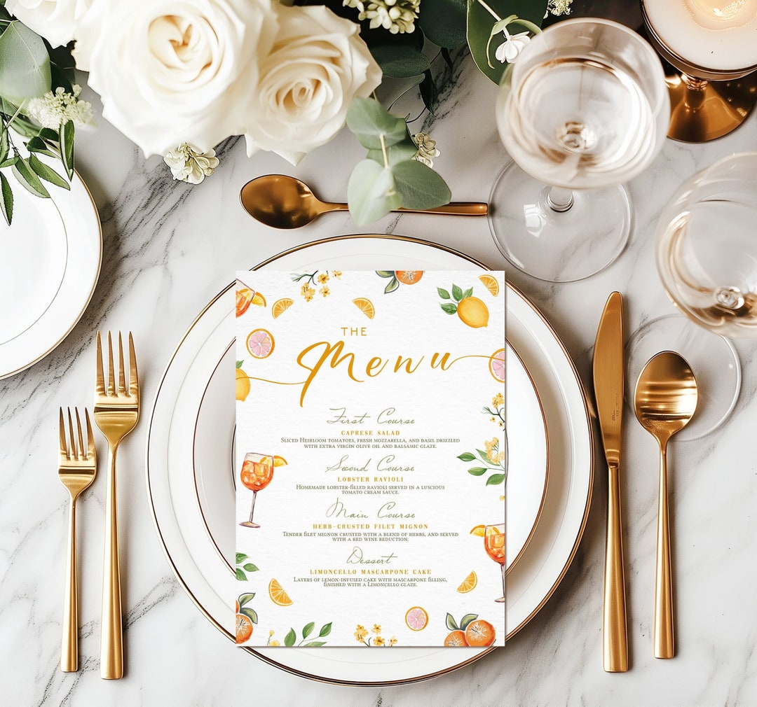 Artsy Italian Style Printable Dinner Menu, Italy Themed Food Menu ...