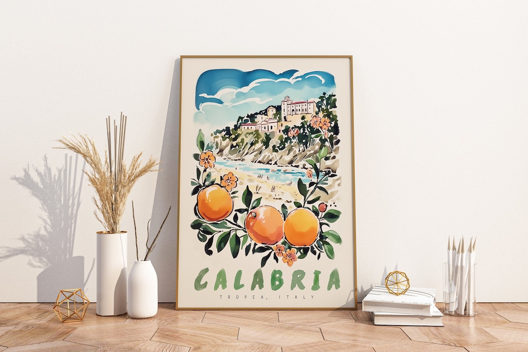 Calabria Italy Rolled Poster Colorful Tropea Beach Calabria - Etsy