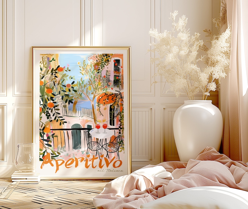 Italian Aperitivo Bar Print: Retro Cocktail Painting, Trendy Wall Art ...