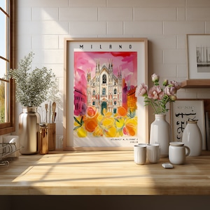 Colorful Milan Italy Printable DIGITAL Art, Duomo Di Milano Watercolor ...