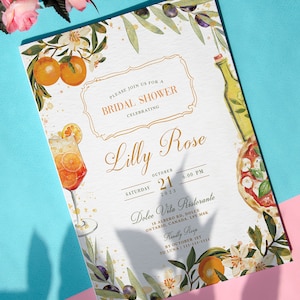 Italian Style Bridal Shower Invite, Italy Theme Invite, Spritz and ...