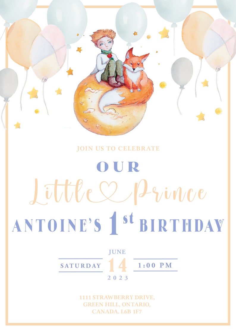 The Little Prince Birthday Invitation Le Petit Prince Baby - Etsy