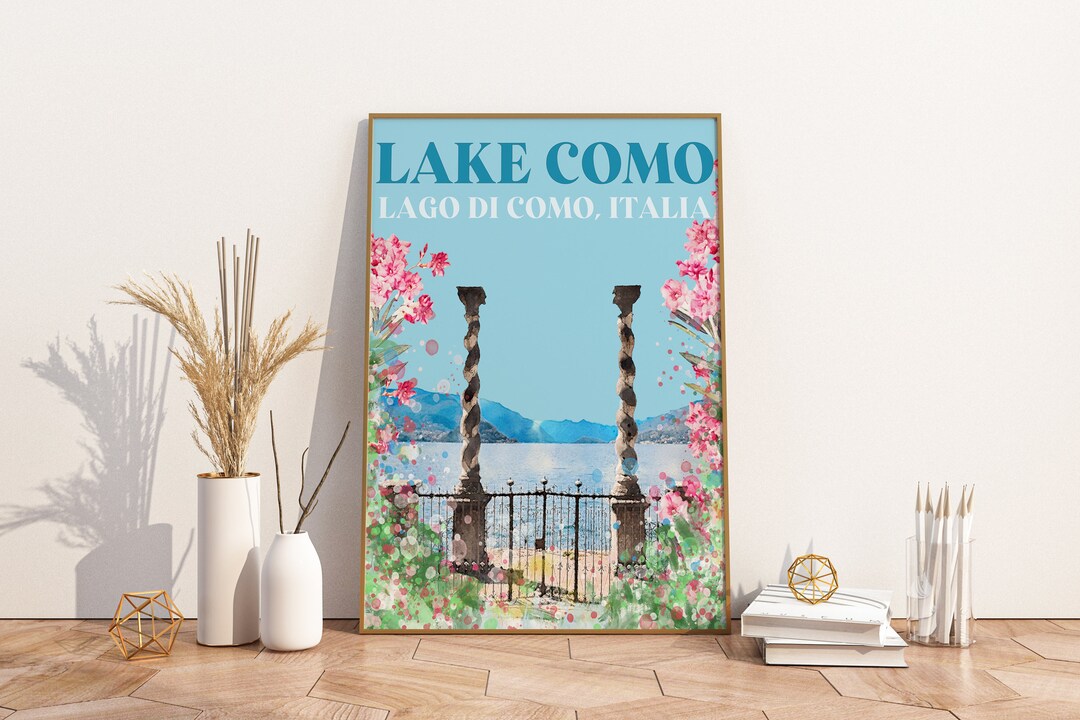 Lake Como Italy Wall Art, Lago Di Como Italy, Vintage Watercolour ...