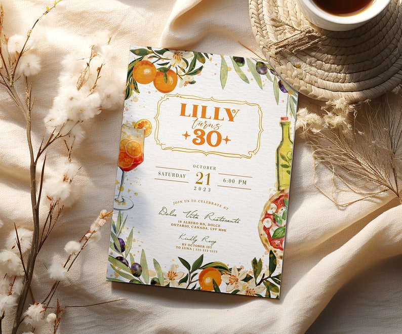 Custom Birthday Invitation Italian Style Italy Themed - Etsy