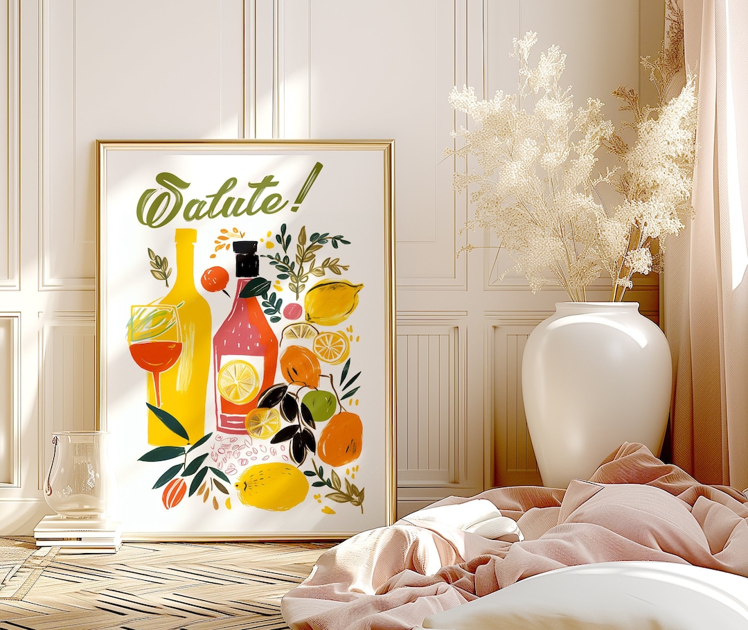 Italian Salute Cheers Print, Italy Wine & Spirits Rolled Poster Wall ...