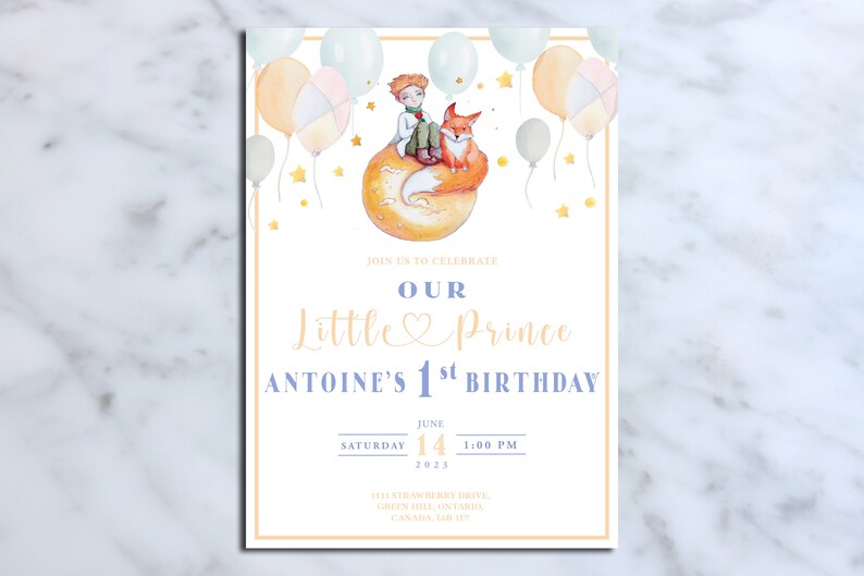 The Little Prince Birthday Invitation Le Petit Prince Baby - Etsy